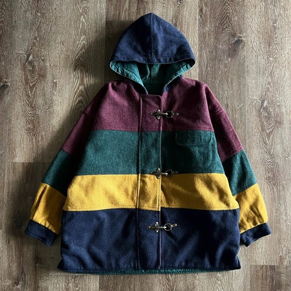 Vintage | Jackets & Coats | Vintage 9s Striped Metal Clasp Reversible ...